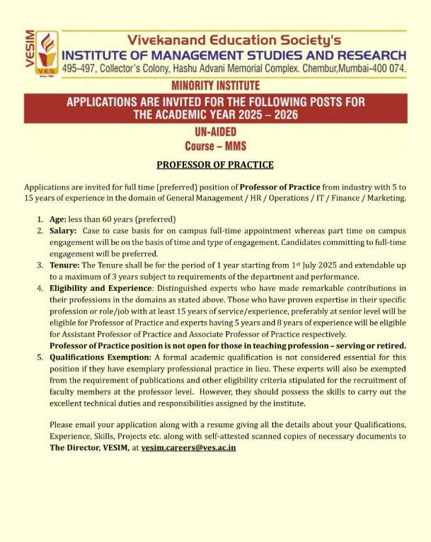 Institute of Management in Mumbai | Top MBA College | VESIM